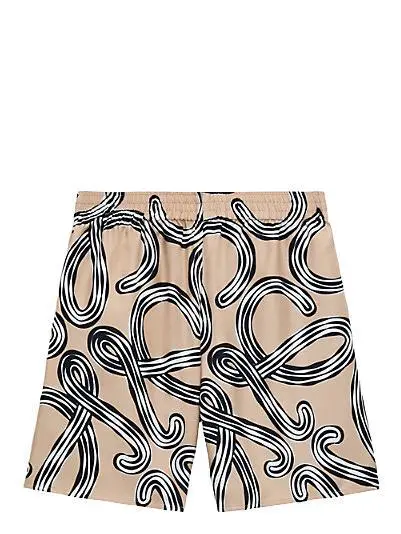 Loewe X Paula's Ibiza Anagram-print Silk-twill Shorts - Beige/black