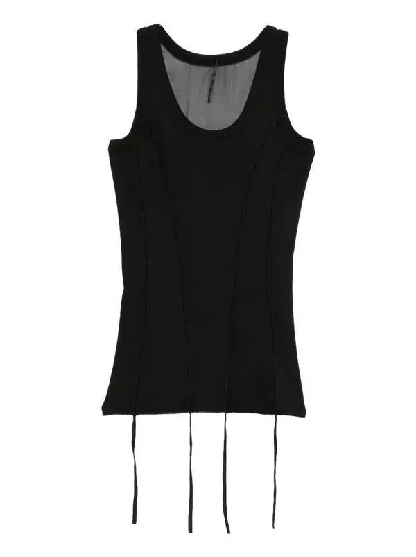 Masnada Exposed-seam Ribbed Tank Top - Black