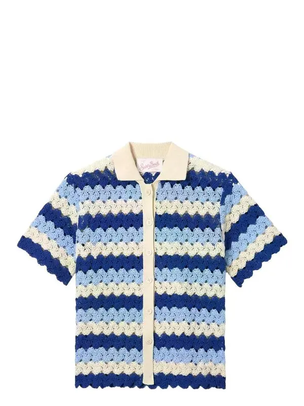 MC2 SAINT BARTH Crochet Knit Shirt - Blue