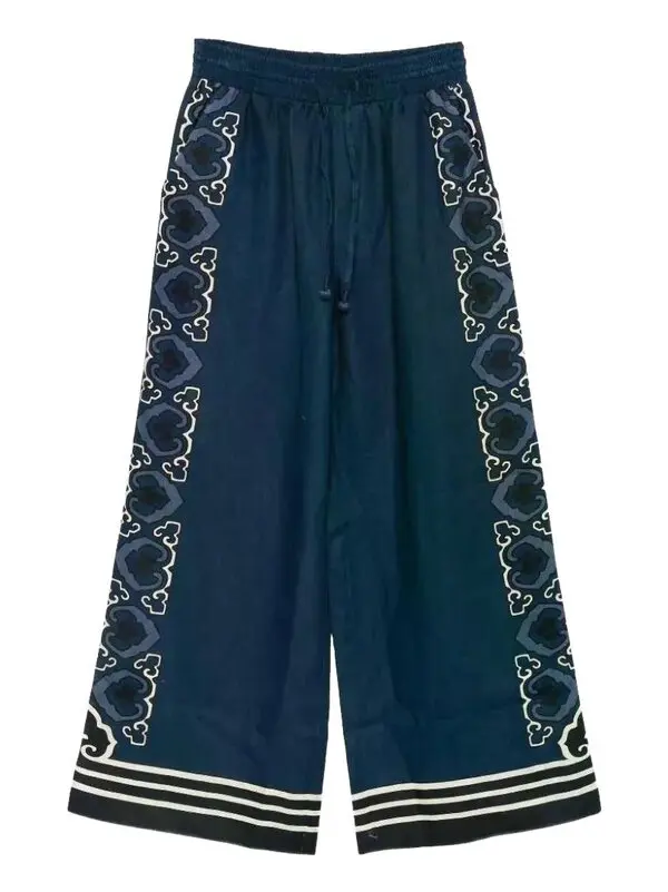 Sea Blaise Print Drawstring Trousers - Blue