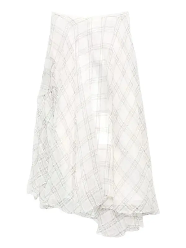 MARC LE BIHAN Check-pattern Asymmetric Skirt - White