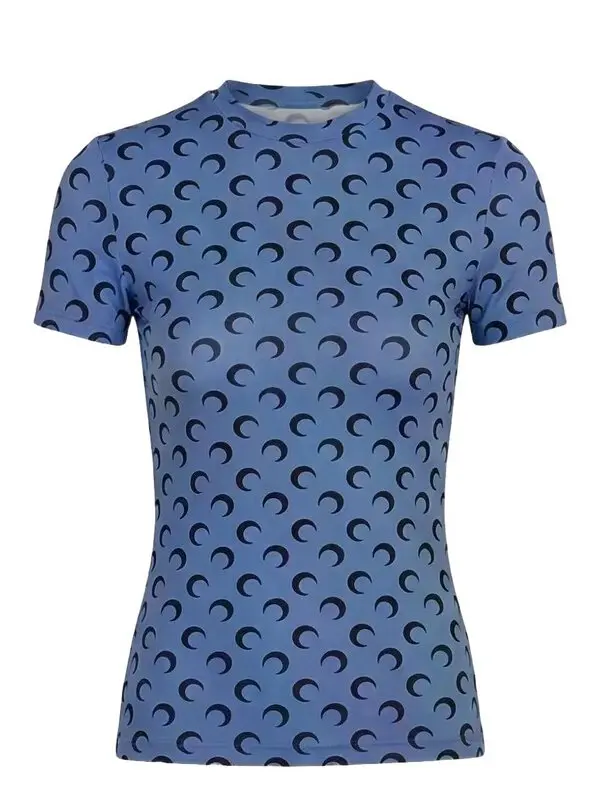 MARINE SERRE Moon-print Crew-neck T-shirt - Blue
