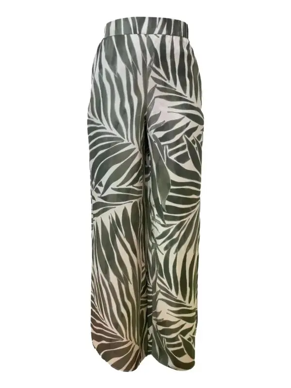 PENNYBLACK Palm-leaf-print Palazzo Pants - Green