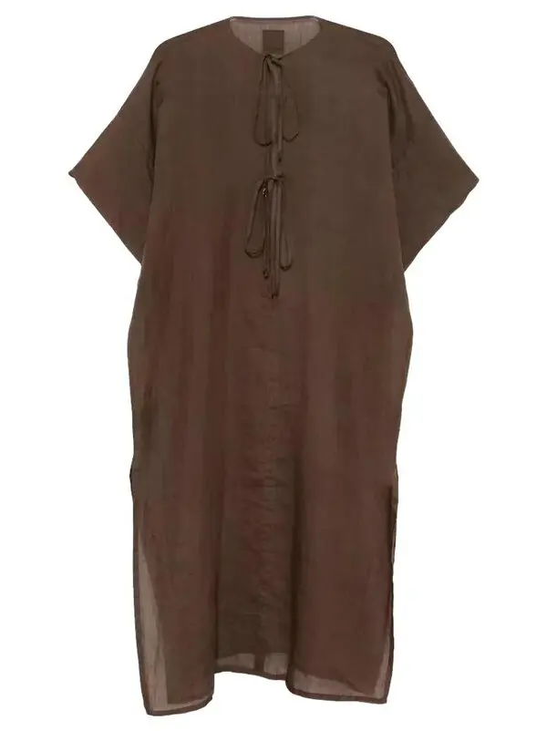 FISICO Tie-fastening Midi Dress - Brown