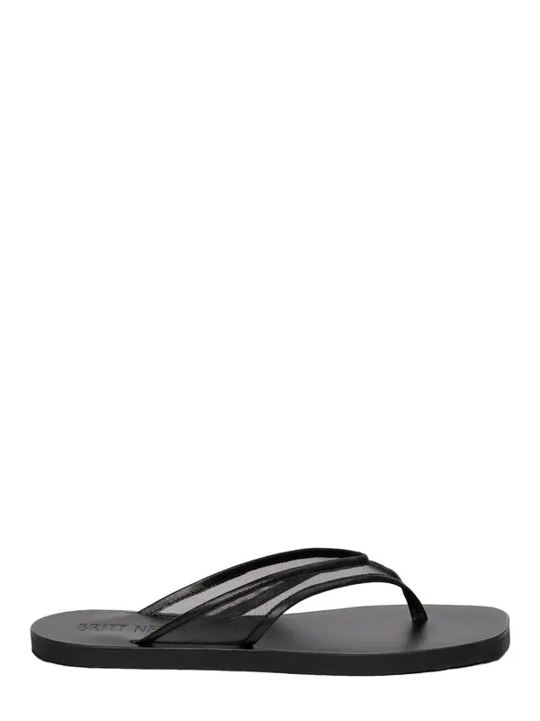 BRITT NETTA Seline Mesh Flat Sandals - Black