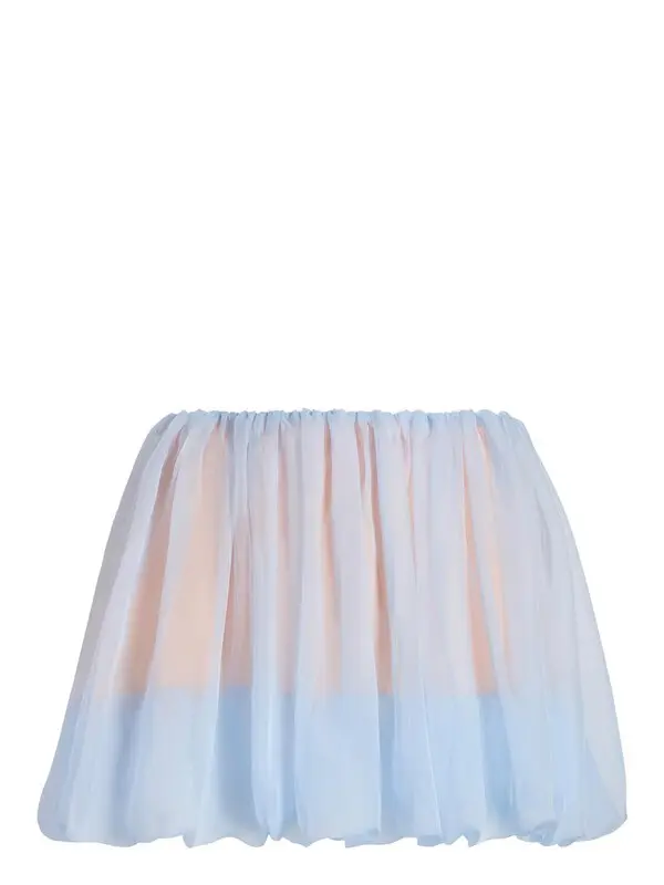 Marina Moscone Layered Silk Mini Cocoon Skirt - Blue