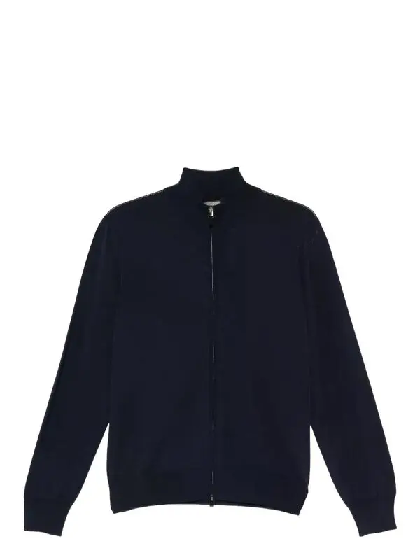 Canali Zip-up Knitted Cardigan - Blue