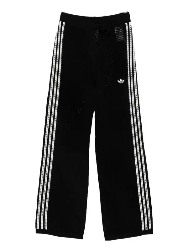 Adidas Three-stripe Open-knit Trousers - Black