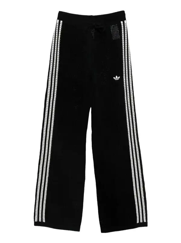 Adidas Three-stripe Open-knit Trousers - Black