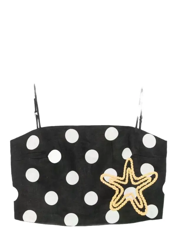 CALA DE LA CRUZ Ariella Polka-dot Top - Black