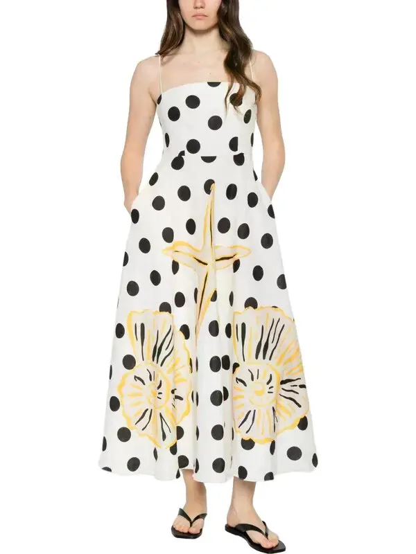 CALA DE LA CRUZ Delta Polka-dot Midi Dress - White