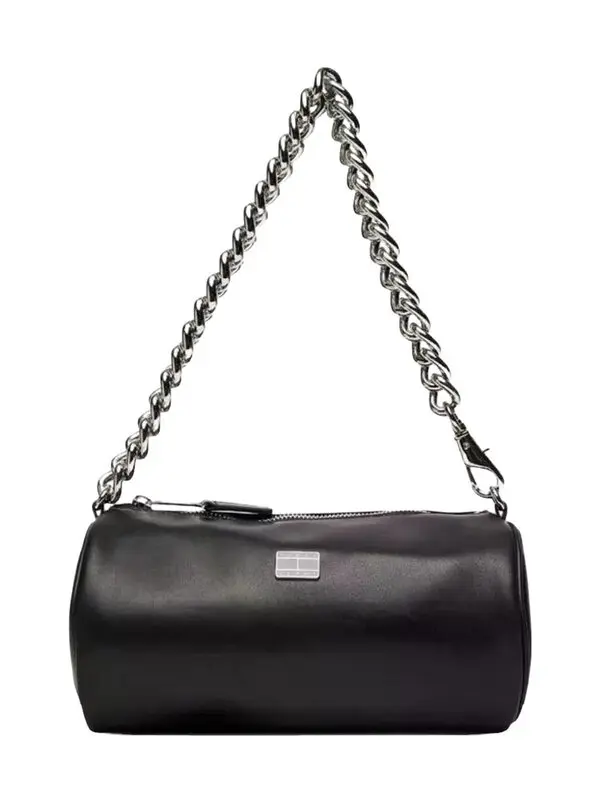 Tommy Hilfiger Chain-link Cylinder Tote Bag - Black