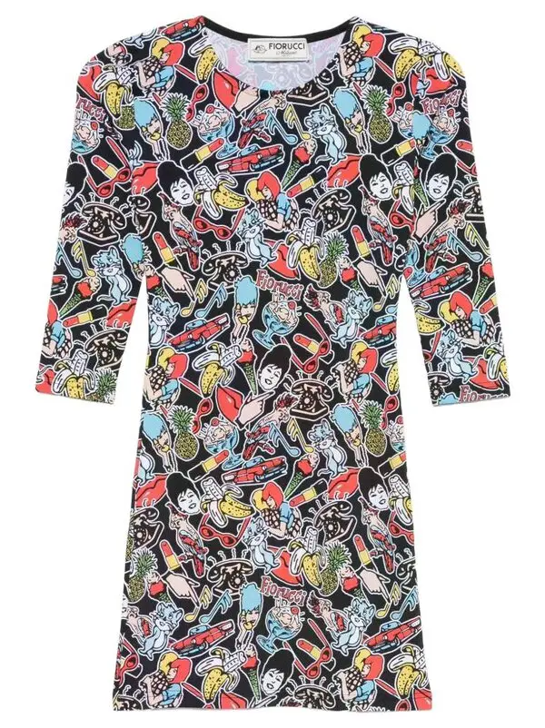Fiorucci Graphic-print Mini Dress - Black