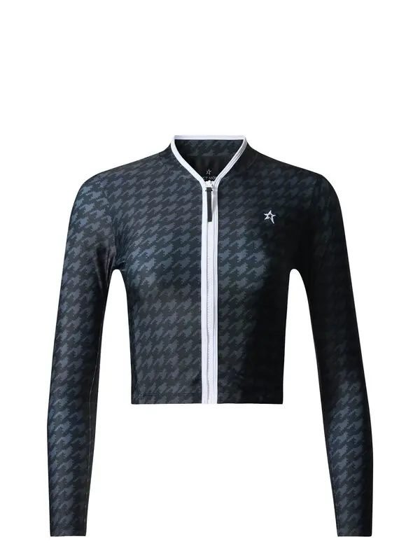Perfect Moment Houndstooth Rash Guard Top - Black