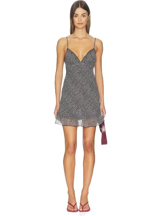 BELLA VENICE Leopard Print Mini Dress - Grey