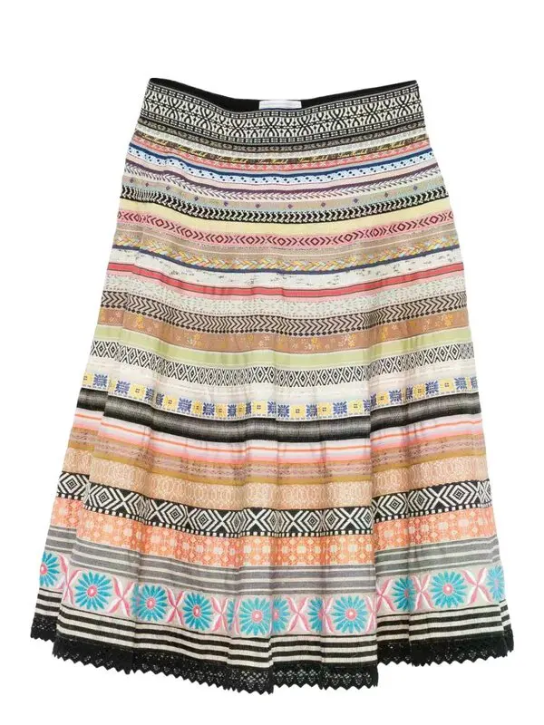 Lena Hoschek Ribbon-detail A-line Midi Skirt - Neutrals