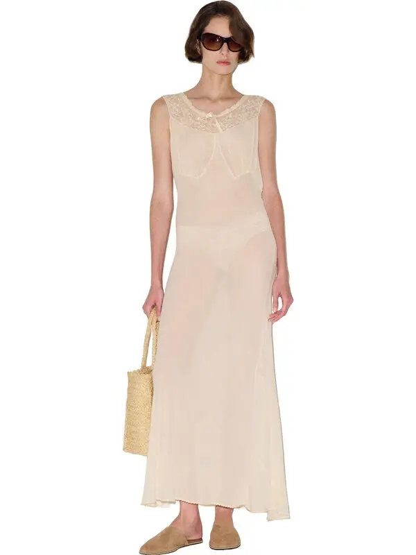 REFORMATION Vintage Frances Silk Slip - Natural