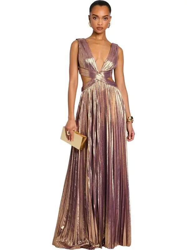 Retrofete Dracey Lamé Gown - Purple Gold