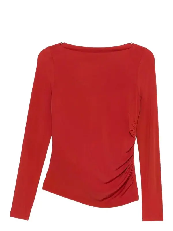 Max Mara Long Sleeve Ruched Top - Red