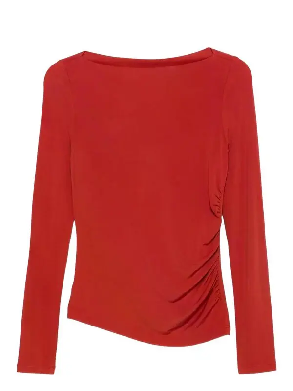 Max Mara Long Sleeve Ruched Top - Red