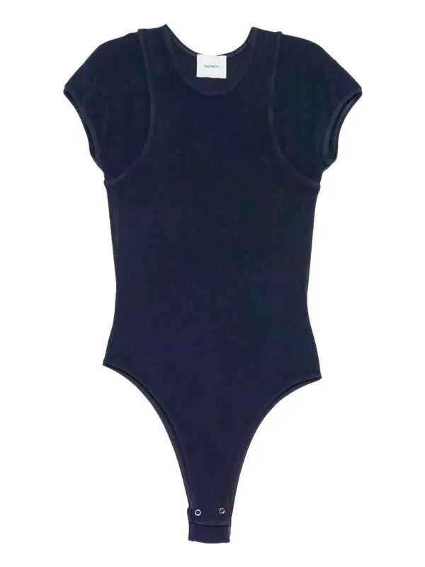 HALFBOY Ribbed Open-back Bodysuit - Blue
