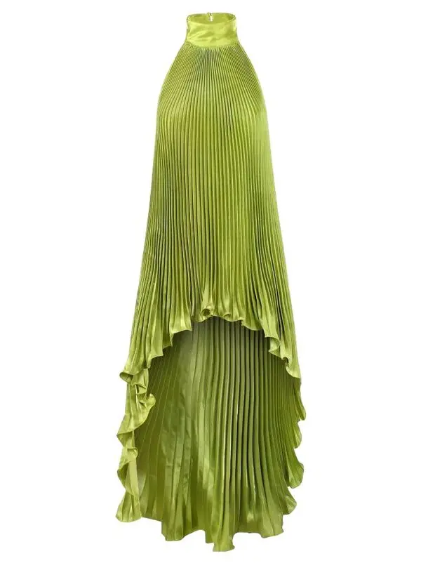 L'IDEE Pleated Asymmetric Dress - Green
