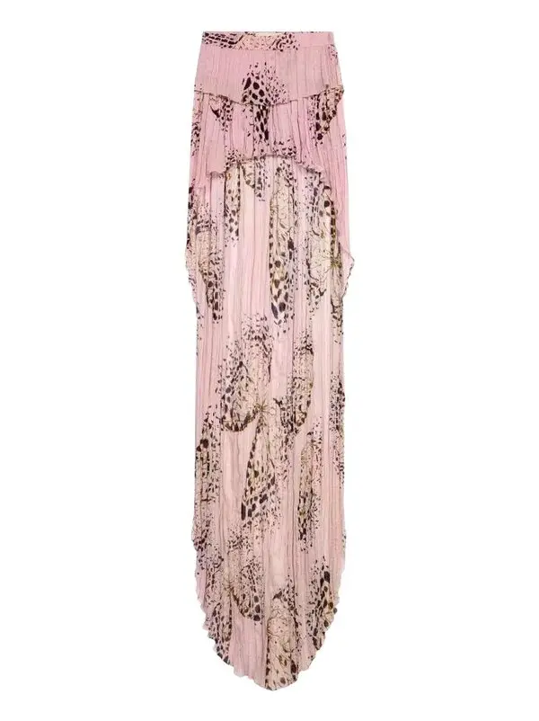 Blumarine Georgette Butterfly-print Skirt - Pink
