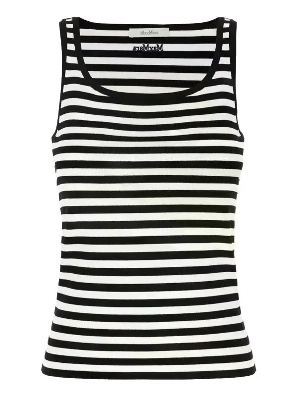 Max Mara Cippo Striped Ribbed-knit Tank Top - Black