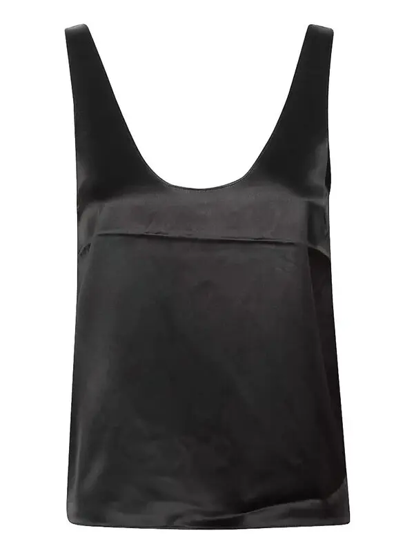 Almada Label Scoop-neck Top - Black
