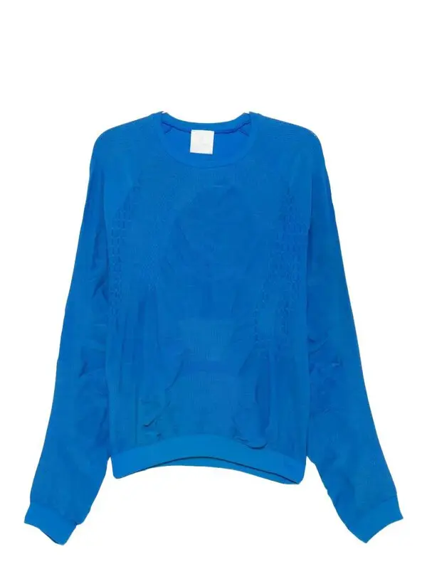 ROA Wama 3d Textured-knit Long-sleeve T-shirt - Blue
