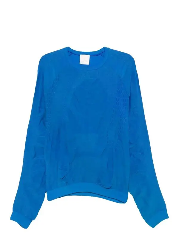 ROA Wama 3d Textured-knit Long-sleeve T-shirt - Blue