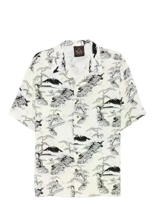 MAUNA KEA Graphic-print Camp-collar Shirt - Neutrals