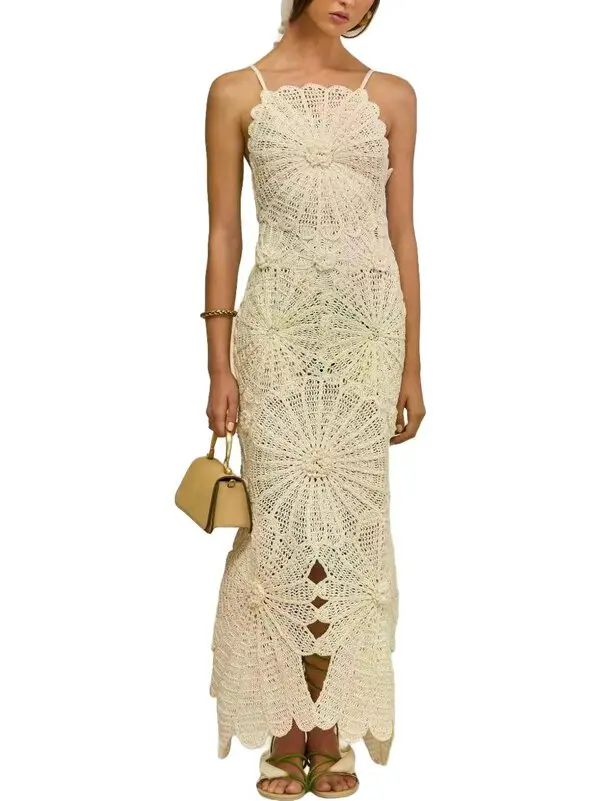 Cult Gaia Elif Crochet Floral Maxi Dress - Neutrals
