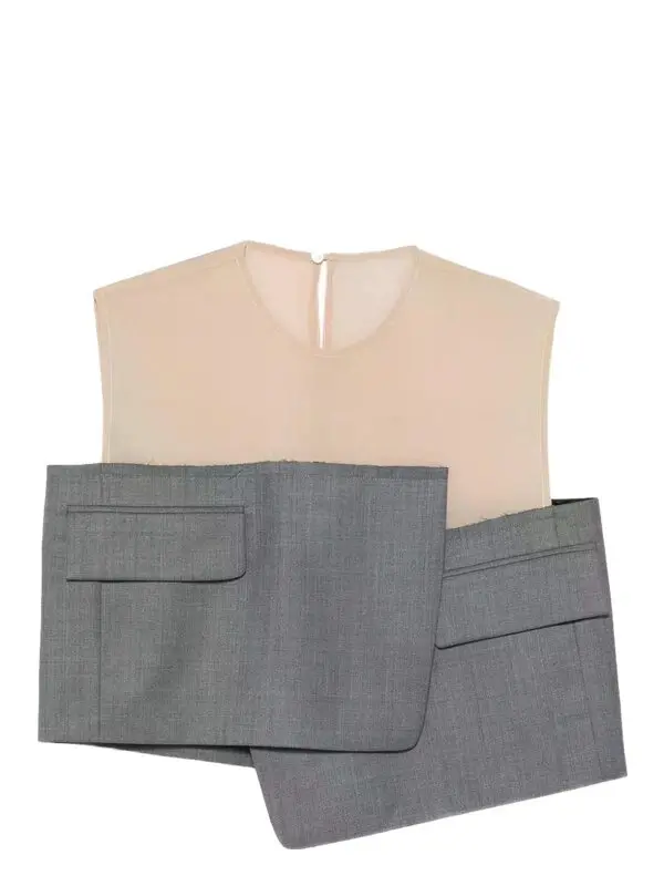 LITKOVSKA Sheer-panel Flap-pocket Top - Grey