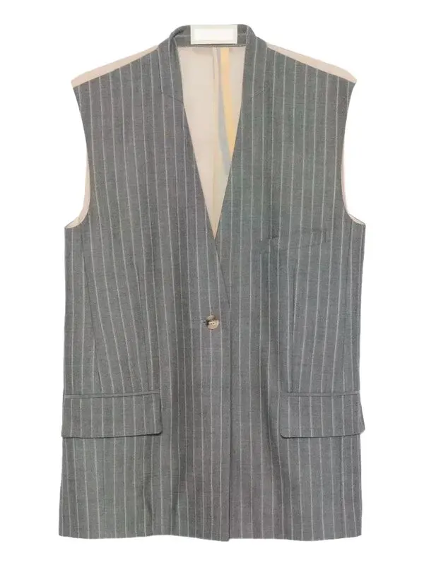 LITKOVSKA Pinstriped Gilet With Sheer Panel - Grey