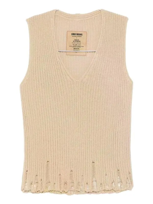 UMA WANG Ribbed Knit Vest - Neutrals