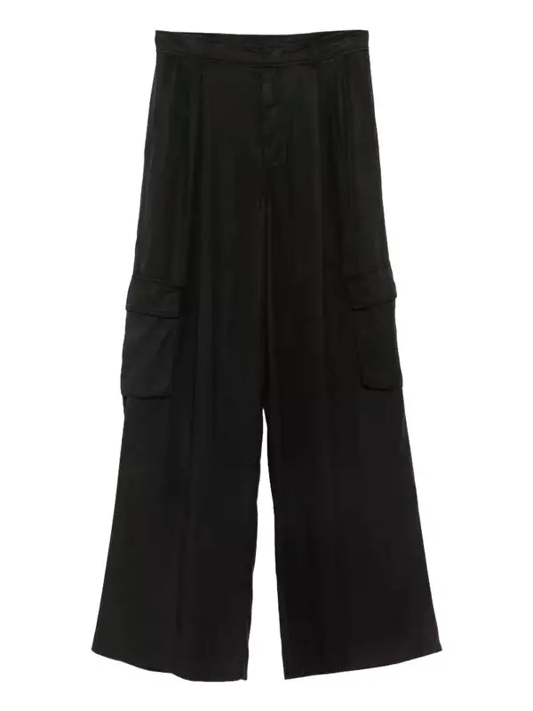 Iceberg Satin Palazzo Pants With Cargo Pockets - Black