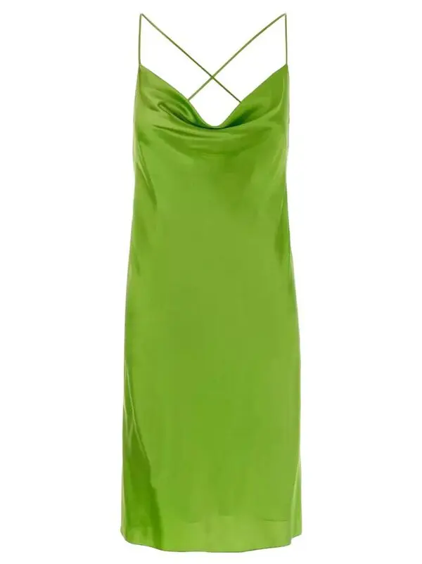Saint Laurent Cowl-neck Satin Mini Dress - Green