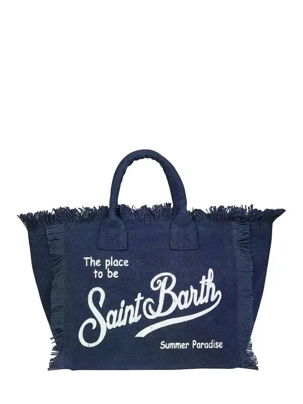 MC2 SAINT BARTH Colette Frayed-edge Tote Bag - Blue