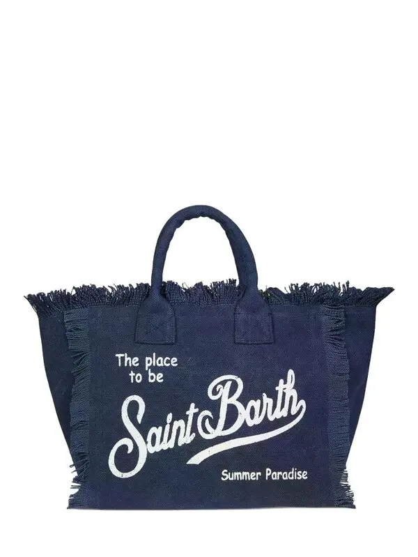 MC2 SAINT BARTH Colette Frayed-edge Tote Bag - Blue