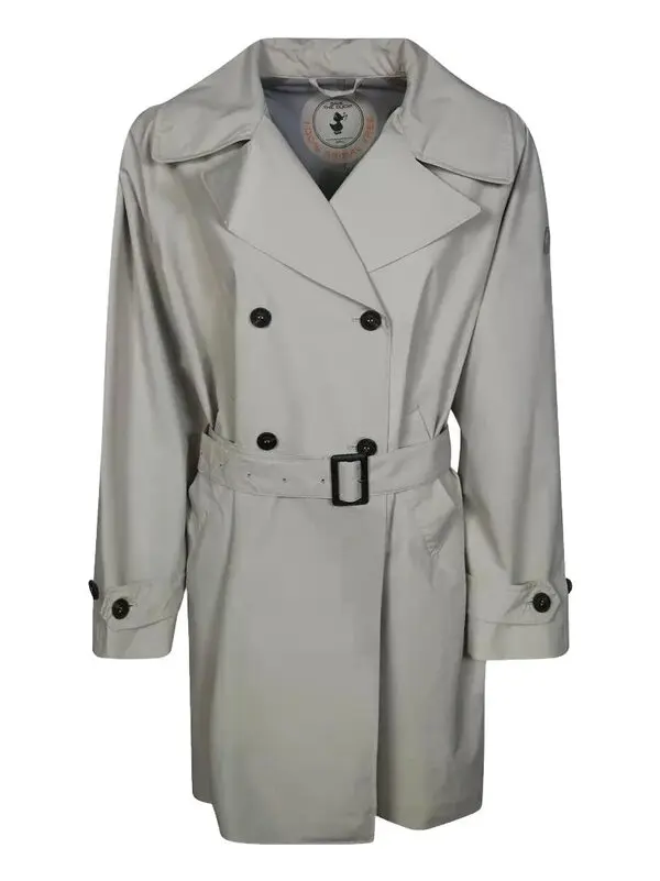 SAVE THE DUCK Livia Double-breasted Belted Raincoat - Grey