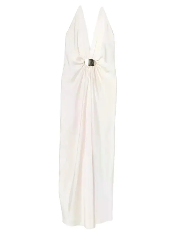SIMONA CORSELLINI V-neck Maxi Dress - Neutrals