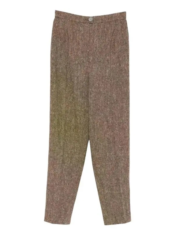 Valentino Garavani 1980s Tweed Tapered Trousers - Brown