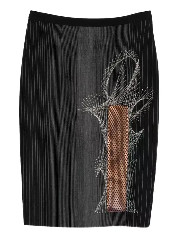 JEAN PAUL GAULTIER 1990s Pinstripe Mesh-panel Skirt - Black