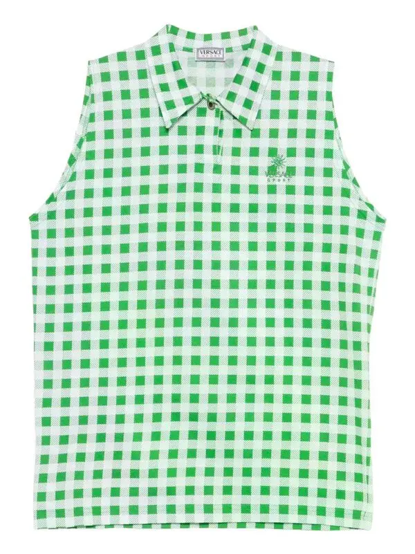 Versace 2000s Gingham Blouse - Green