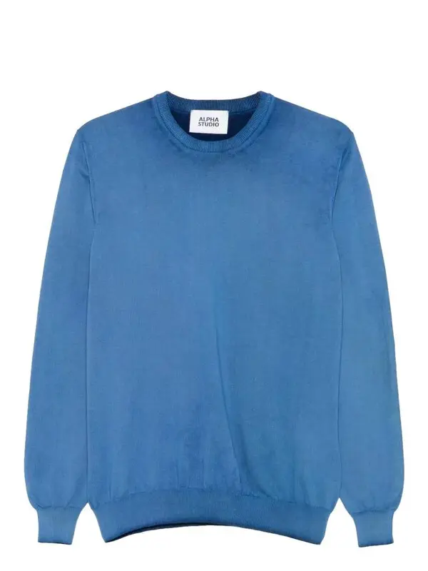 Alpha Studio Crew-neck Knitted Jumper - Blue