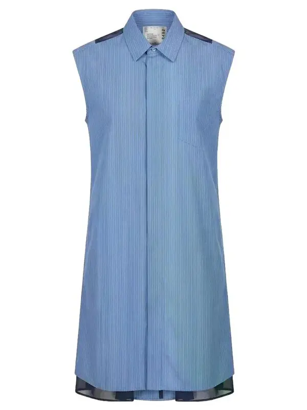 Sacai Pleated Striped Dress - Blue