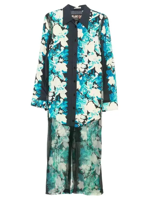 JEAN PAUL GAULTIER 2000s Floral-print Midi Dress - Blue