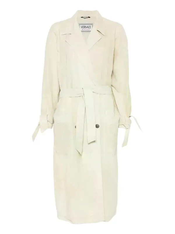 Versace 1980s Belted Double-breasted Coat - Neutrals