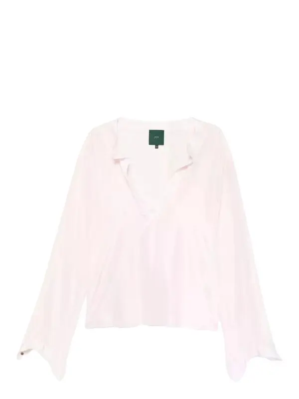 MAISON JEJIA Satin V-neck Blouse - Pink